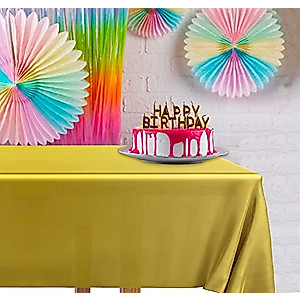 DecorRack 6 Pack Rectangular Tablecloths -BPA- Free Plastic, 54 x 108 inch, Dining Table Cover Cloth, Gold (6 Pack)