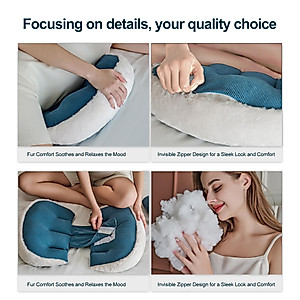 pobopobo Pregnancy Pillows for Sleeping, Faux Fur Luxury Maternity Pillow Support for Pregnant Women, Pregnancy Must Haves, Side Sleeper Pillows for Adults (Grey)