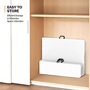 VINGLI Picnic Table Set with 2 Benches, 6 Feet Camping Table Chair Set,3-Piece Folding Furniture for Indoor or Outdoor Use, Smooth Tabletop, White