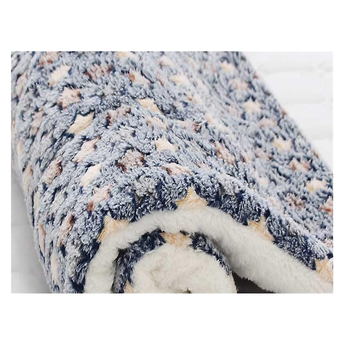 ITOMEN Pet Bed Pet Blanket Winter Thickened Soft Pet Fleece Pad Cat and Dog Pad Kennel Blanket Pet Bed Quilt Comfort (Color : Blue Star, Size : 32x25cm)