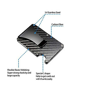 Carbon Fiber Wallet, ARW Metal Money Clip Wallet, RFID Blocking Minimalist Wallet for Men Aluminum Slim Cash Credit Card Holder