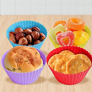 DEVIN0705 Silicone Cupcake Baking Cups 30 pcs, Heavy Duty Silicone Baking Cups, Reusable & Non-stick Muffin Cupcake Liners Holders Set for Party Halloween Christmas Bakery Molds Supplies