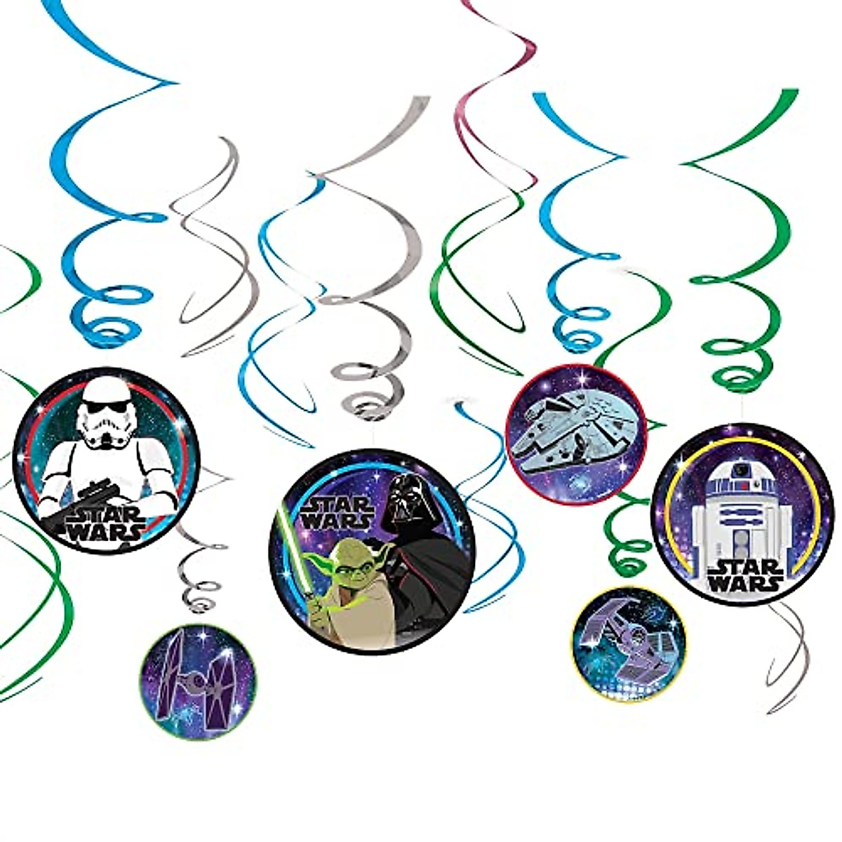 Amscan 671127 Star Wars Galaxy of Adventures Foil Swirl Hanging Decoration, 1 Pack