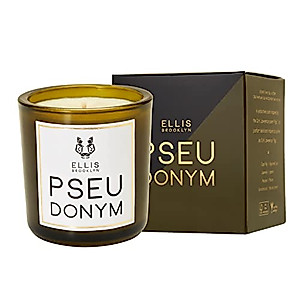 Ellis Brooklyn Pseudonym Terrific Scented Candle | Vegan Soy Wax Luxury Scented Candle, Hand Poured in The USA, 50-60 Hour Slow Burn Time, Recycled 6.5 oz Jar with Gift Box