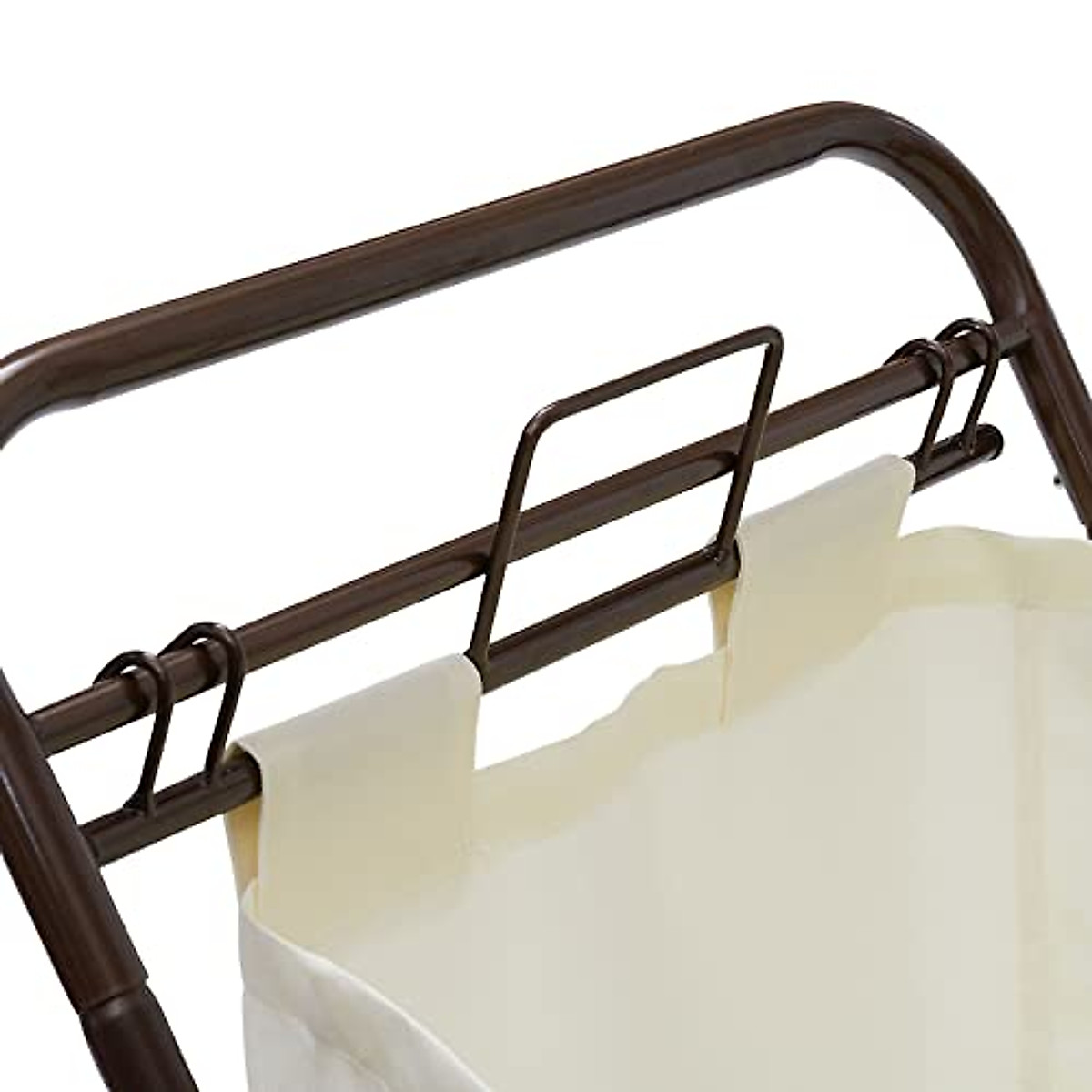 Household Essentials 7172 Rolling Laundry Hamper with Heavy-Duty Canvas Bag | Antique Bronze Frame