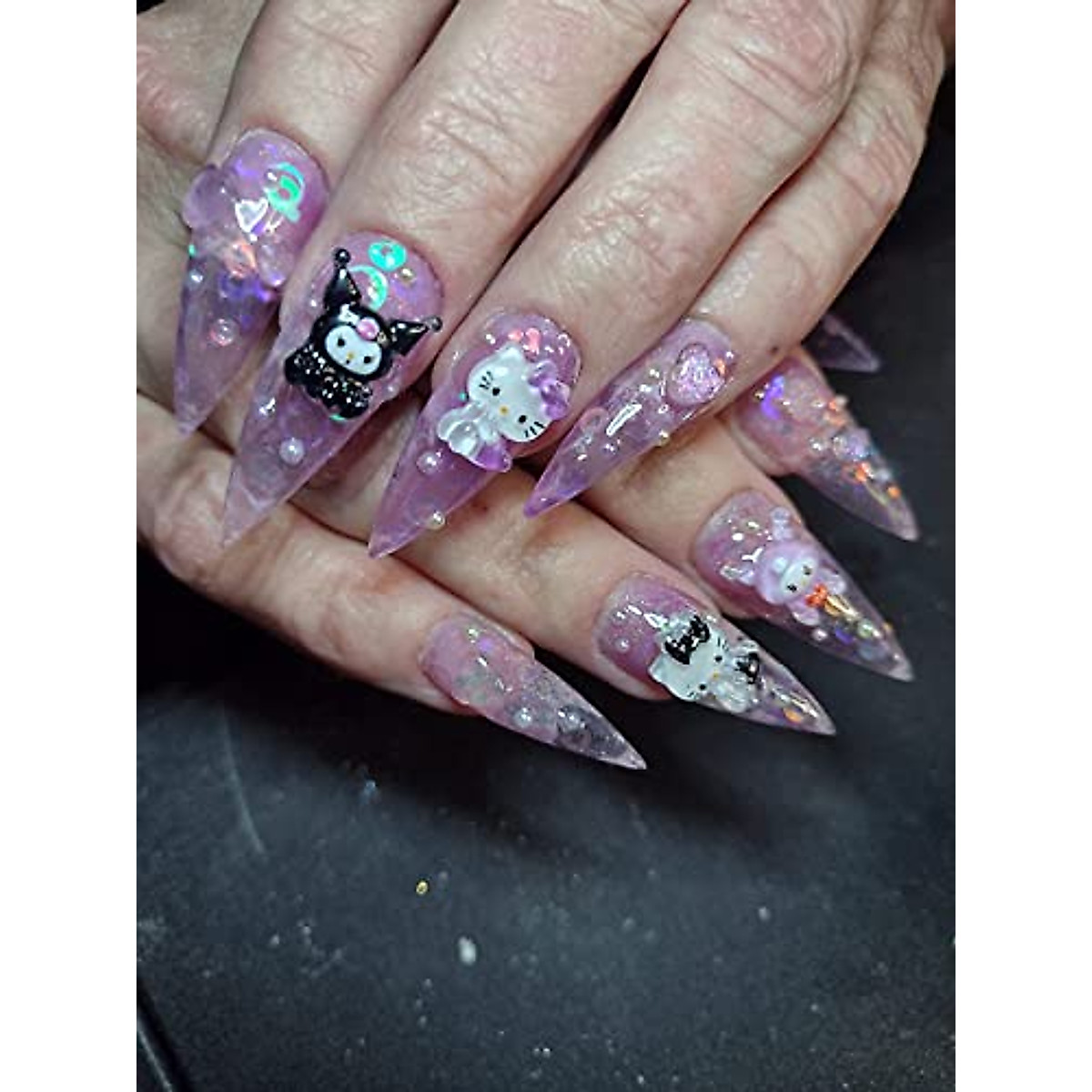 77 PCS Nail Charms, OWCATH Kawaii Nail Charms Slime Charms 3D Nail Art Charms Flatback Resin Charms, for Nail Art Decorations Supplies