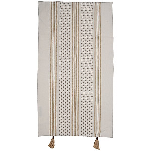 Foreside Home and Garden Set of 4 Embroidered Cross Brown Cotton Tea Towels