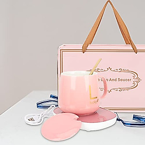 LIFKOME Coffee Mug Warmer with Mug Set Coffee Cup Warmer USB Heating Water Cup Drinking Cup Coffee Cup Mug Warmer for Desk with Auto Shut Off-with Gift Box