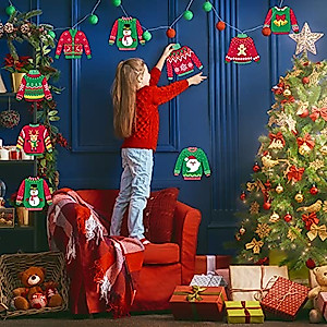 40 Pieces Ugly Sweater Cutouts Christmas Decoration Ugly Sweater Cardboard Cutouts with Glue Point Dots for Classroom School Bulletin Board Party Holiday Party Decoration, 5.9 x 5.9 Inch