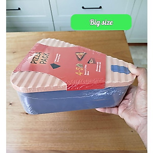 Pizza Storage Container (Big Size), Reusable Pizza and Food Silicone Storage Container, with 4 trays – Useful, Stackable Microwaveable Slice Box. Triangle shape. BPA Free (Colour Blue and Pink)