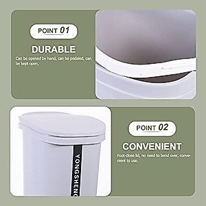 DOITOOL Bin Bathroom Close Lid, Container Basket and Pedal Trash Household Free with Dustbin Step-on Bathroom, Organizer Large L, on Home, Plastic L Waste Rubbish Foot Office Home Grey