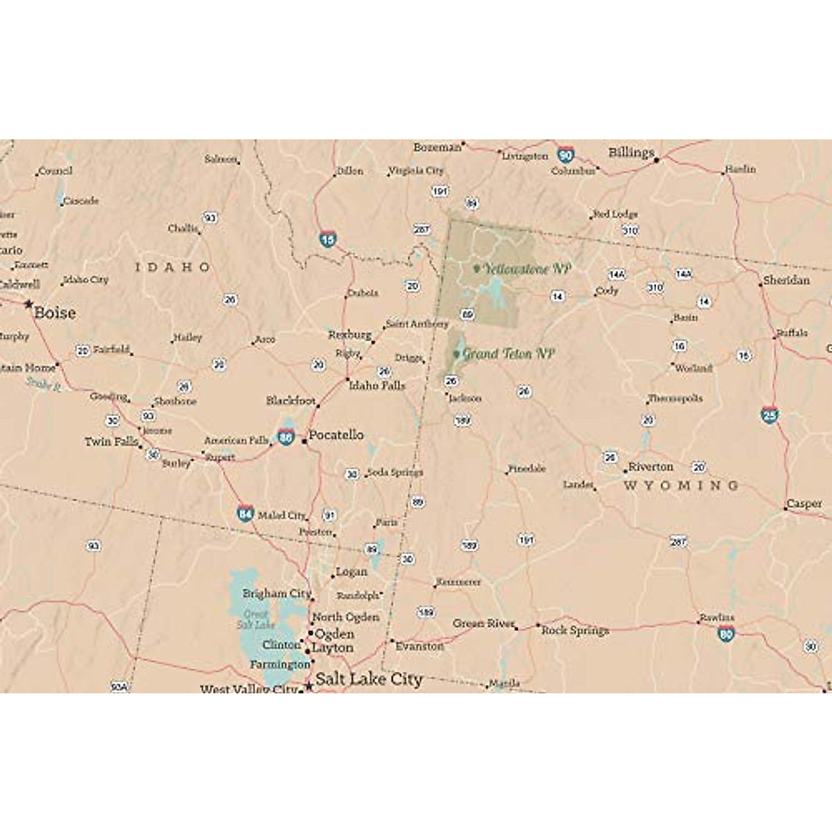 USA Road Trip & Travel Highway Tracing Map 24x36 Poster (Tan & Slate Blue)