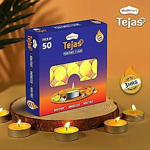 50 Pcs Pure Ghee Deepak/Tea Light Candle with 3 Hours Burning Time for Home & Festival Decor (50 Tea Lights) by Shubhkart