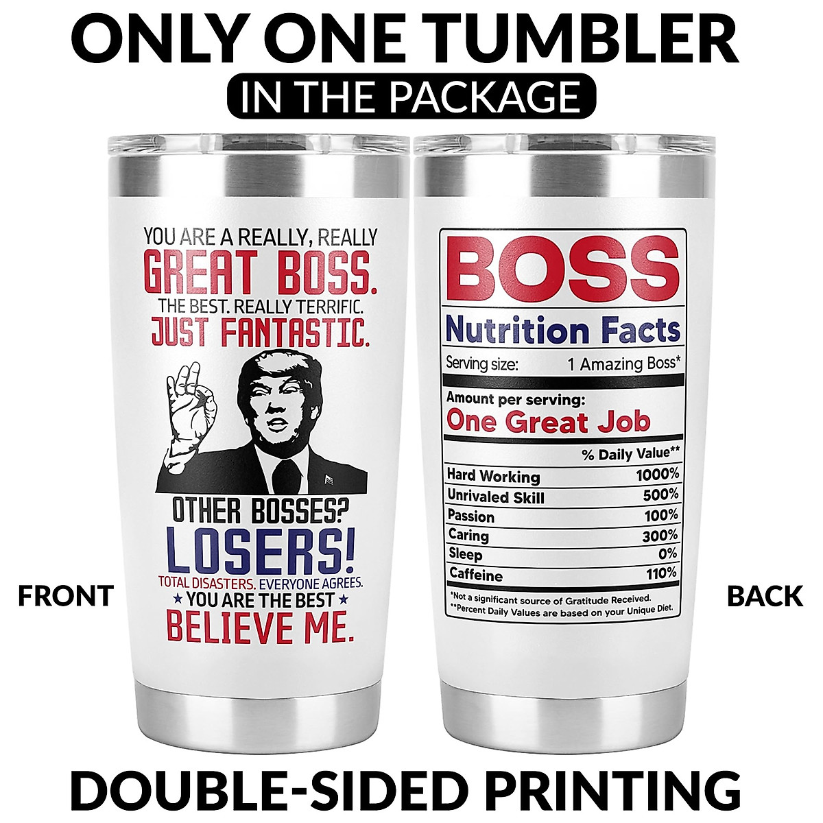 Tinasona White Best Boss Gifts for Men Women You’re A Great Boss Tumbler 20 Oz Cup Boss Lady Gifts Birthday Christmas Valentine Gifts for Boss Day Funny Coffee Mug Cup