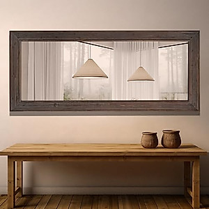 HOMECOOKIN Full Length Mirror 30"x70" Large Rustic Wood Frame Full Floor Mirror Bathroom Mirror Dressing Mirror Hanging or Leaning Against Wall (No Standing, Dark Grey)