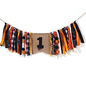 HighChair Banner for 1st Birthday - Halloween Decorations for Photo Booth Props, Birthday Souvenir and Gifts for Kids, Best Party Supplies (Halloween Birthday Banner)