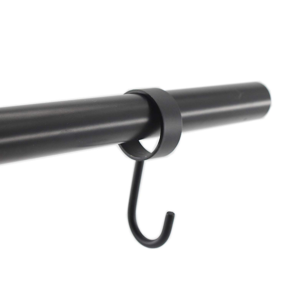 Ulifestar Stainless Steel Closet Rod Hooks, Heavy Duty Utility Hooks for Hanging Pots,Pans,Mugs,Towels,Oven Mitts,Adjustable J Typed Kitchen Hooks Fit for 22mm Rod 5 Pack Black