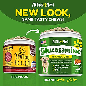 Glucosamine for Dogs - Hip & Joint Supplement for Dogs - Arthritis Pain Relief Chews with Chondroitin, MSM, Turmeric, Vitamin C & E - for Large, Medium & Small Dog - Health Supplies Made in USA