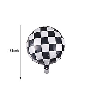 LYST 6PCS Checkerboard Balloon Aluminum Foil Balloon 18INCH Black White Checkered Balloon for Racing Themed Party