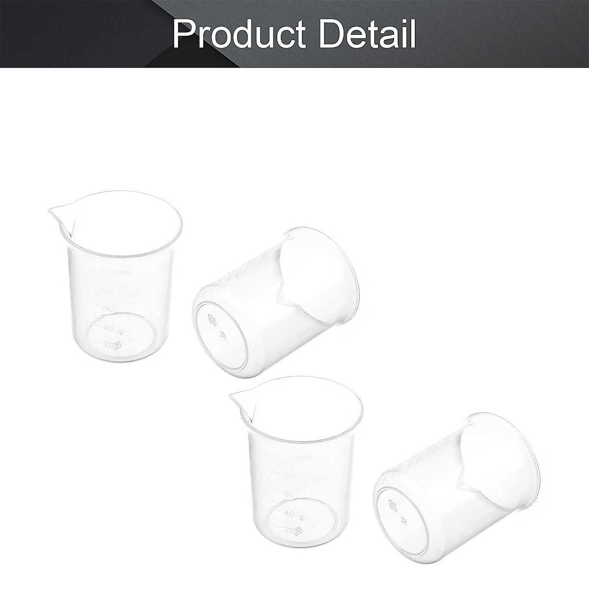 Othmro Measuring Cups 100ml/3.38oz PP Plastic Graduated Beaker Transparent for Lab Kitchen Liquids 4pcs
