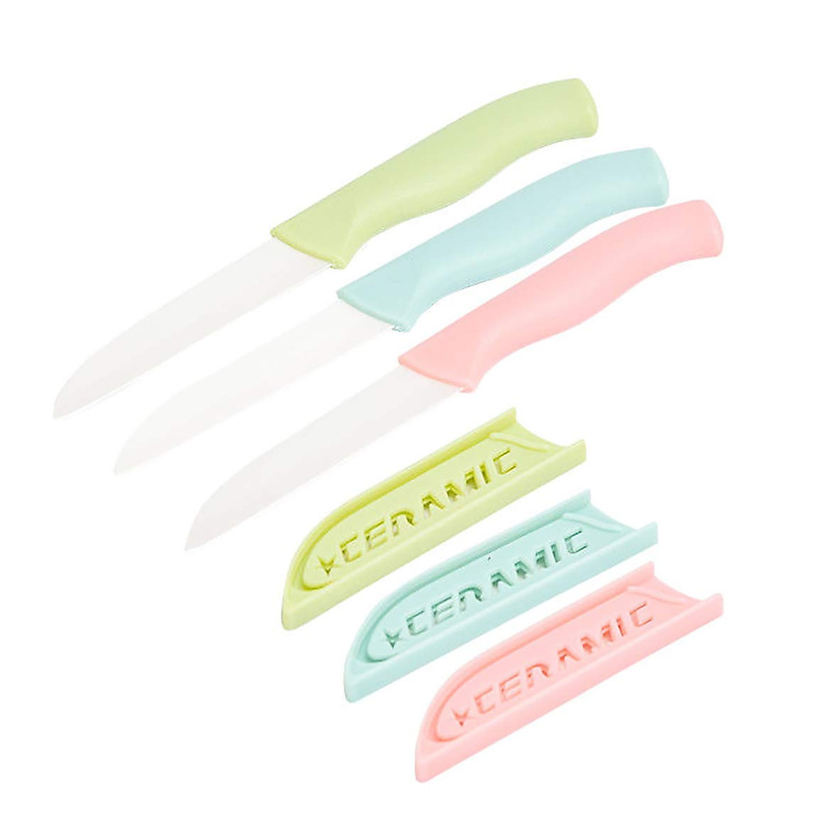 ANTAOCI Household and Outdoor Chef's Knives, 3 Piece 3-inch Ceramic Knife Sets with Protective Sleeves, Vegetarian Knives and Paring Knives