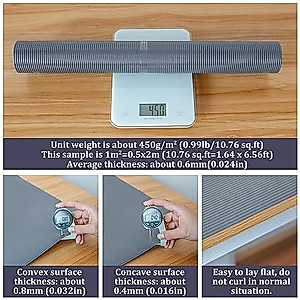 Hersvin Shelf Liners 16 in x 20 ft EVA Drawer Mats, Non-Adhesive Cupboard Pad, Kitchen Cabinet Lining Fridge Cushion (Gray Stripe, 40.7cmx610cm)