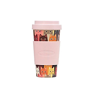 Vacucraft Bamboo Fiber Coffee & Tea Cup Animal Collection CAT (Pink)