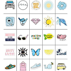Vsco Stickers for Water Bottle 50 Packs, Cute Waterproof Aesthetic Vinyl Decal Stickers for Teens Girls Perfect for Waterbottle Laptop Phone Travel