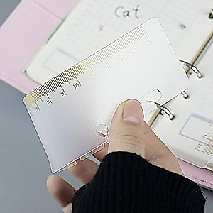 10pcs A6 Binder Dividers Ruler Gold Stamping 15cm Scale 6 Holes Gilding PP Bookmark Ruler for Loose Leaf 6 Rings Binder Notebook Accessories Planner Snap in Bookmark Divider Measuring Rulers Set