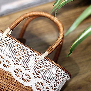 WSZJJ Hand-Woven Small Flower Basket Rattan Small Flower Basket Flower Basket Simulation Flower Basket