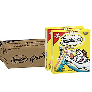 Temptations Creamy Puree with Chicken, Salmon, and Tuna, Variety Pack of Lickable Cat Treats, 0.42 Oz Pouches, 48 Count Variety Pack