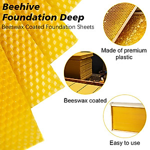 Yellow Beehive Wax Coated Foundation Sheet,Waxed Foundation Sheet, 8-1/2-Inch Deep Foundation
