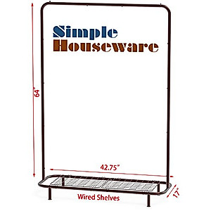 Simple Houseware Clothing Rack with Industrial Pipe and Bottom Shelves, Bronze