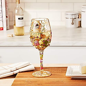 Designs by Lolita “Queen For a Day” Hand-painted Artisan Wine Glass, 15 oz.