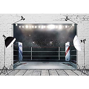 BELECO 7x5ft Fabric Boxing Ring Backdrop Blurred Spectator and Stadium Light MMA Arena Photography Backdrop for Birthday Party Decorations UFC Supplies Baby Shower Photo Background Photo Booth Props