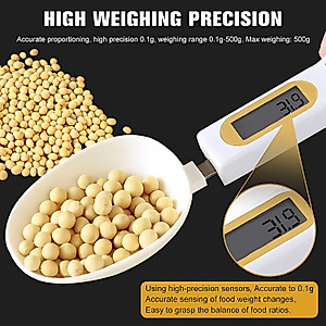 3T6B Digital Spoon Scale Electronic Measuring Spoon with 2 Replaceable Spoons, Food Coffee Weigh Scale High Precision for Home 500/0.1g, Digital Food Spoon Scale, Kitchen Scales with LCD Display