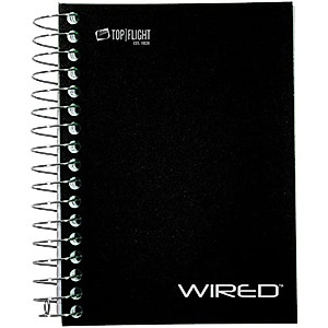 Top Flight Wired Chub Wirebound Notebook, 180 Sheets, College Rule, 5.5 x 4 Inches, 1 Notebook, Cover May Vary (43001)
