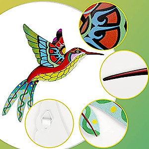 Metal Hummingbird Wall Art Decor Metal Colorful Birds 3D Outdoor Sculpture Christmas Ornaments Wooden Deer
