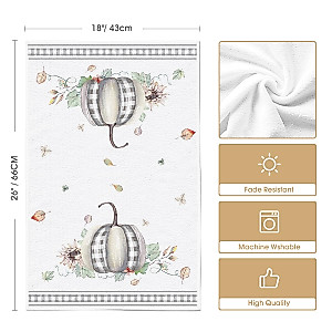 Artoid Mode Truck Leaves Hello Pumpkin Fall Kitchen Towels Dish Towels, 18x26 Inch Happy Harvest Decoration Hand Towels Set of 4