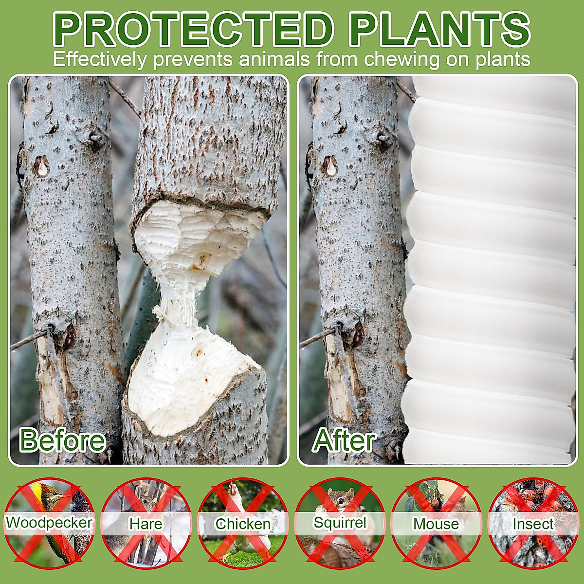 4 Pcs Tree Trunk Protector-2 Size Plastic Spiral Tree Guard Tree Trunk Protector Wrap Tree Bark Protector Tube Tree Wraps to Protect Bark Tree Saplings from Deer Cats Rodents Rabbit Mowers (White)