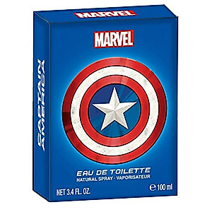 Marvel Captain America, Fragrance, for Men, 3.4oz, 100ml, Eau de Toilette, EDT, Cologne, Spray, Made in Spain, By Air Val International