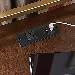 Leick Home Gold Metal and Wood Night Stand Nightstand, Walnut