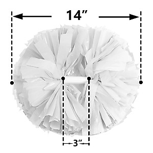 Hooshing 2PCS White Cheerleading Pom Poms with Baton Handle Cheer Pom Poms for Team Spirit Sports Dance Cheering Kids Adults