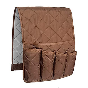 MDSTOP 5 Pockets Remote Control Holder, Magazine Rack, Space Saver Organizer, Draped Over Sofa, Couch, Recliner Armrest(Coffee)
