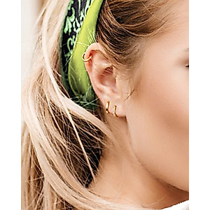 Shownee Gold Huggie Earrings for Women Small Huggie Hoop Earrings for Women Gift 14K Gold Plated Hoops Set with Cubic Zirconia