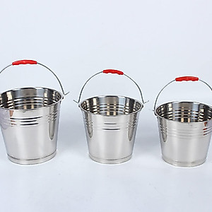 Tofficu Stainless Steel Milk Bucket with Lid Handle, Milk Pail Bucket Milk Can Tote Jug Ranch Milking Bucket Livestock Care Supplies 22CM