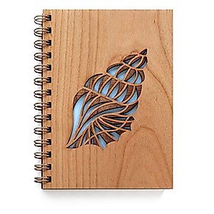 Conch Shell Wood Journal [Notebook, Sketchbook, Spiral Bound, Blank Pages, Father's Day, Gifts for Dad]