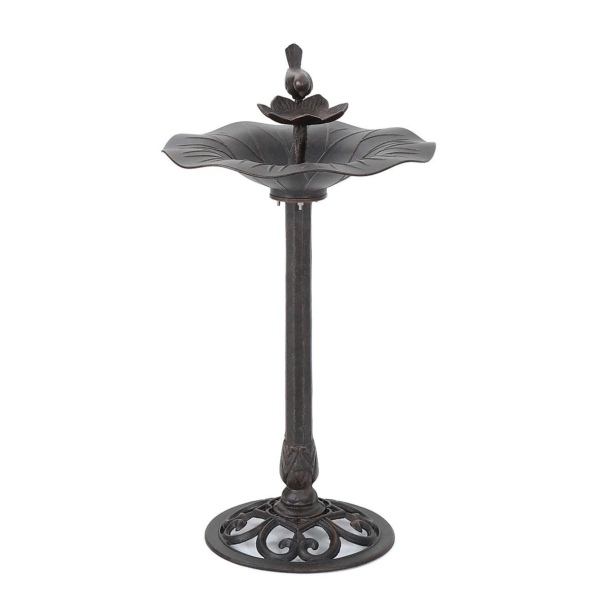 Christopher Knight Home Lancaster Outdoor Aluminum Top Bird Bath with Iron Base, Bronze
