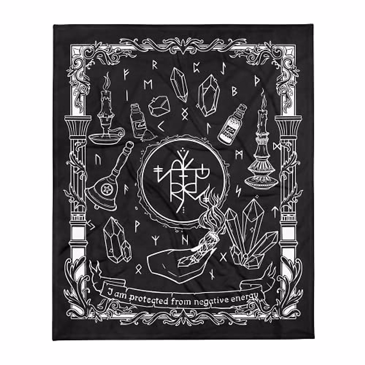 SpellCloth - Protection Magic Blanket, Perfect for Witchy Gifts, Witchy Room Decor, Wiccan Decor, and Witch Stuff Like Witch Bedding, Witch Throw, and Tapestry for Bedroom