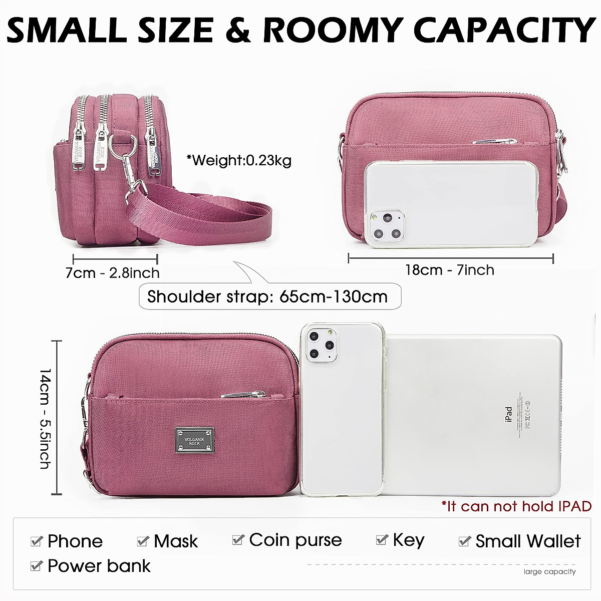 Small Crossbody Phone Purse for Women,Nylon Shoulder Bags Canvas Purse and Handbags Water resistant Travel Purse 8035-taro